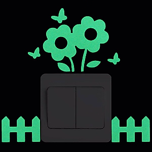 2pcs Light Switch Decals Glow in The Dark Secret Garden with Flowers Pattern Wall Stickers Light Switch Decor Art Mural Paste