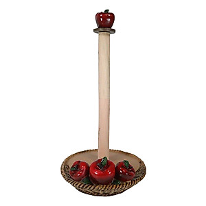 Ebros Gift Fresh Wipes Crisp Red Apples Harvest Basket Paper Towel Holder Figurine Dispenser for Rustic Country Kitchen Decor Old Fashioned Table Decorations