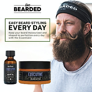 Live Bearded: Beard Oil and Beard Butter Grooming Kit - American - All-Natural Ingredients with Shea Butter, Argan Oil, Jojoba Oil and More - Beard Growth Support - Made in The USA