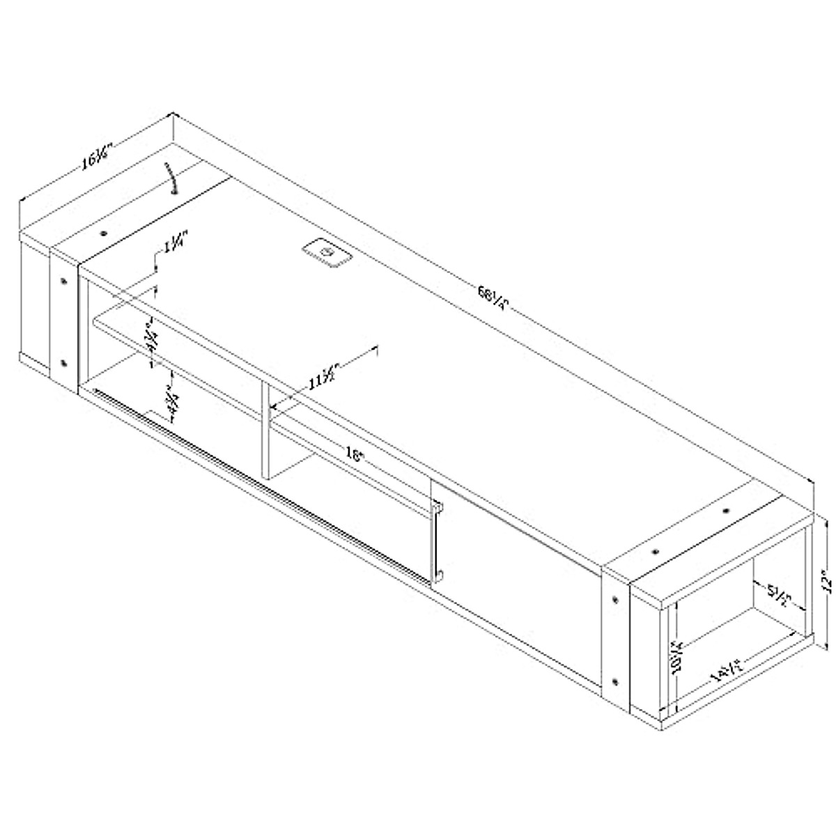 South Shore Munich 68" Wall Mounted Media Console-Weathered Oak