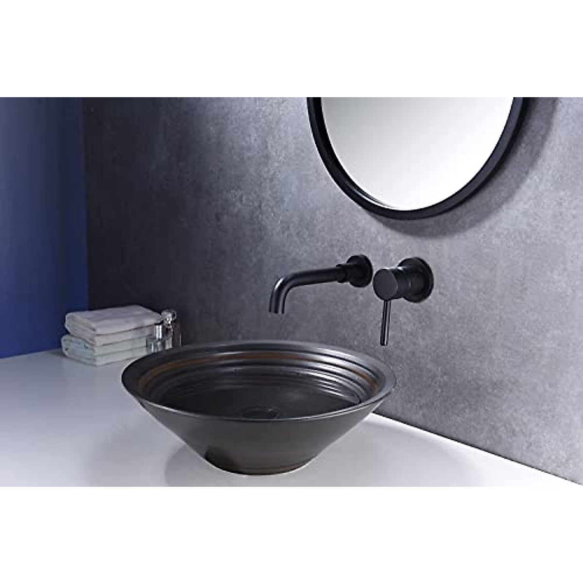 Wall Mount Bathroom Faucets Matte Black, Rough-in Valve Included