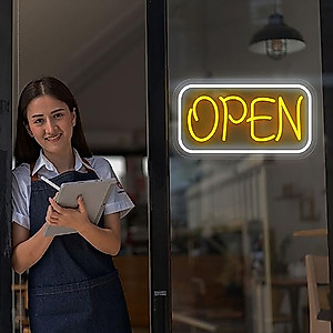 Neon Open Sign, Open Signs for Business, 16.5"x 8.4" Open Sign Led, Open Signs for Business Window With Adjustable Brightness, Open Neon Sign, Powered by USB with ON/OFF Switch