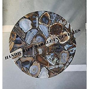 Agate Coffee Table 36", Agate Table Top, Agate Coffee Table, Agate Side Table, Round Table, Stone Table. Grey Agate Geode Table