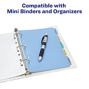 Avery Write & Erase Durable Plastic Mini Dividers for 3 Ring Binders and 7-Ring Binders, 5.5" x 8.5", 5-Tab Sets, Multicolor, 4 Binder Divider Sets (21982)