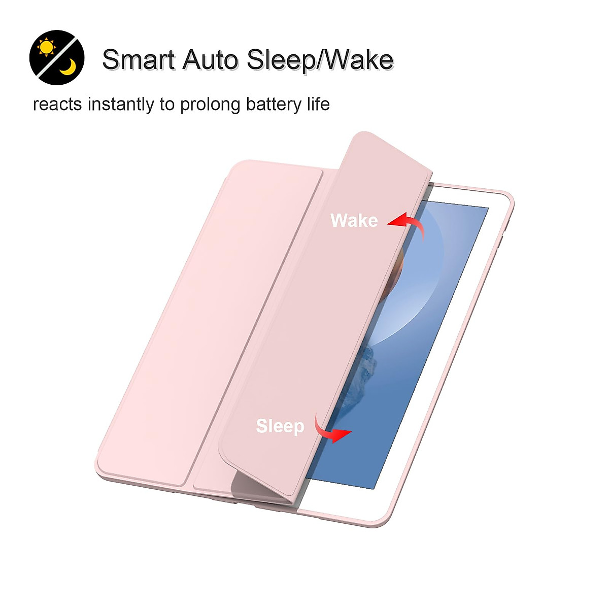 Divufus Case for iPad 10.2 2021/2020/2019, Smart Lightweight Trifold Stand Cover, Auto Sleep/Wake Soft TPU Pencil Holder Case for iPad 10.2 inch 9th/8th/7th Generation - Pink