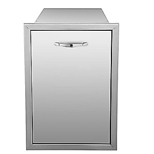 LMRSTOO Pull Out Trash Drawer Stainless Steel with 2 4.4 Gallon Trash Cans 19.7" D x 13.5" W x 19.3" H,Built-in Roll Out Outdoor/Indoor Kitchen BBQ Island Trash Bin Storage