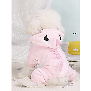 QWINEE Dinosaur Design Dog Costume,Dog Clothes,Puppy Hoodie,Dog Cat Coat,Dog Cute Party Costume,Animals Fleece Cosplay,Christmas Halloween Dog Apprael for Small Medium Dog Cat Kitten Pink Large