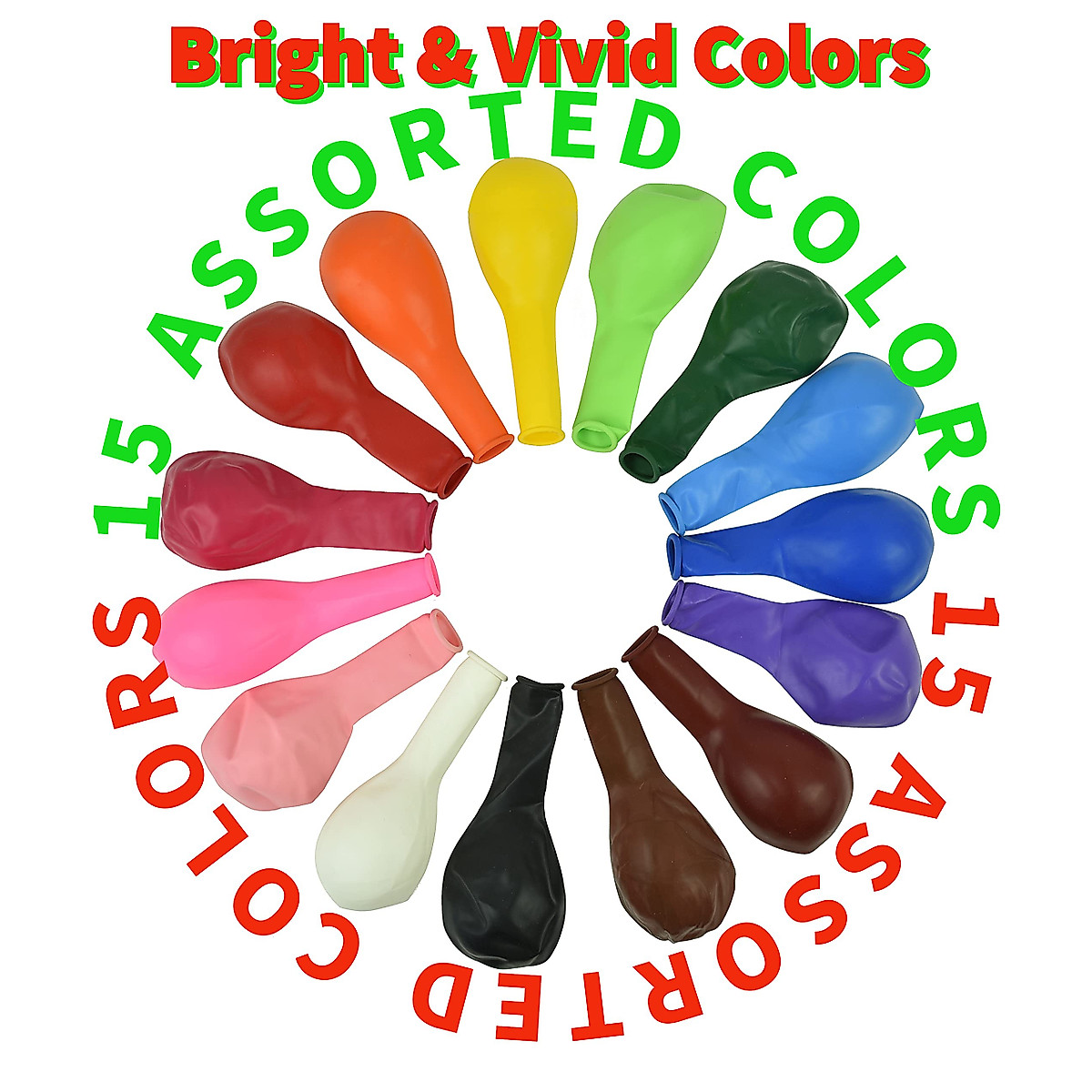 QRabbit 600 Pack 12" Party Balloons, Premium Quality Strong Latex Balloons for Helium or Air Use, 15 Assorted Bright Rainbow Colors for Wedding Birthday Graduation Anniversary Party Decoration