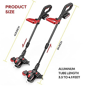 Ecomax 12" Cordless String Trimmer & Edger, 18V Electric Weed Wacker with 2Ah Battery and Charger, Lightweight Weed Eater, Edger Lawn Tool with 90 Degree Adjustable Head for Yard and Garden, ELG03