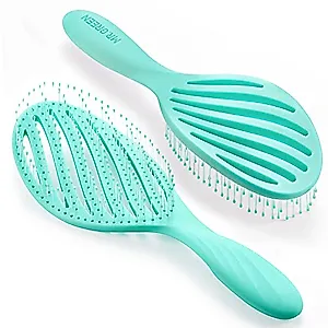 MR.GREEN Hollow Out Hair Brush Scalp Massage Combs Hair Styling Detangler Fast Blow Drying Detangling Tool For Wet Dry Curly Hair (Green)