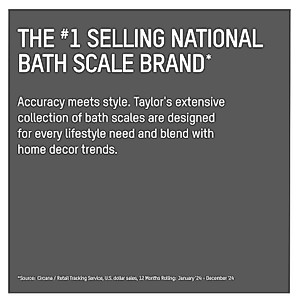 Taylor Precision Products Digital Bathroom Scale, Highly Accurate Body Weight Scale, Instant On and Off, 400 lb, Sturdy Clear Glass with Chrome Finish Base