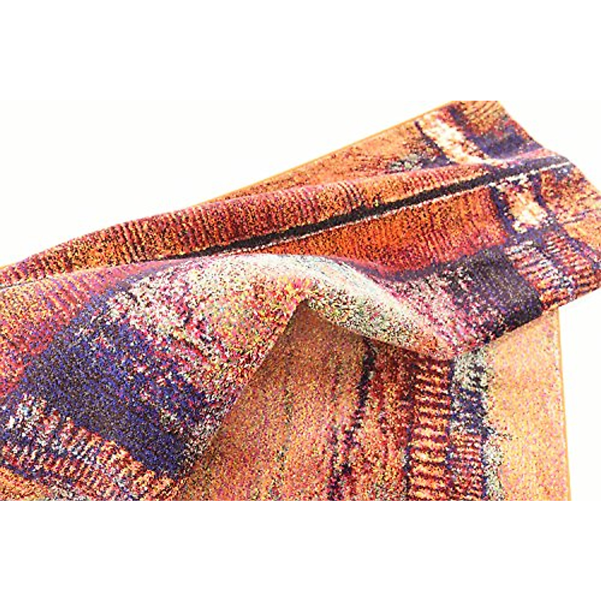 Unique Loom Estrella Collection Rustic, Distressed, Modern, Abstract Area Rug, 5 ft x 8 ft, Orange/Black