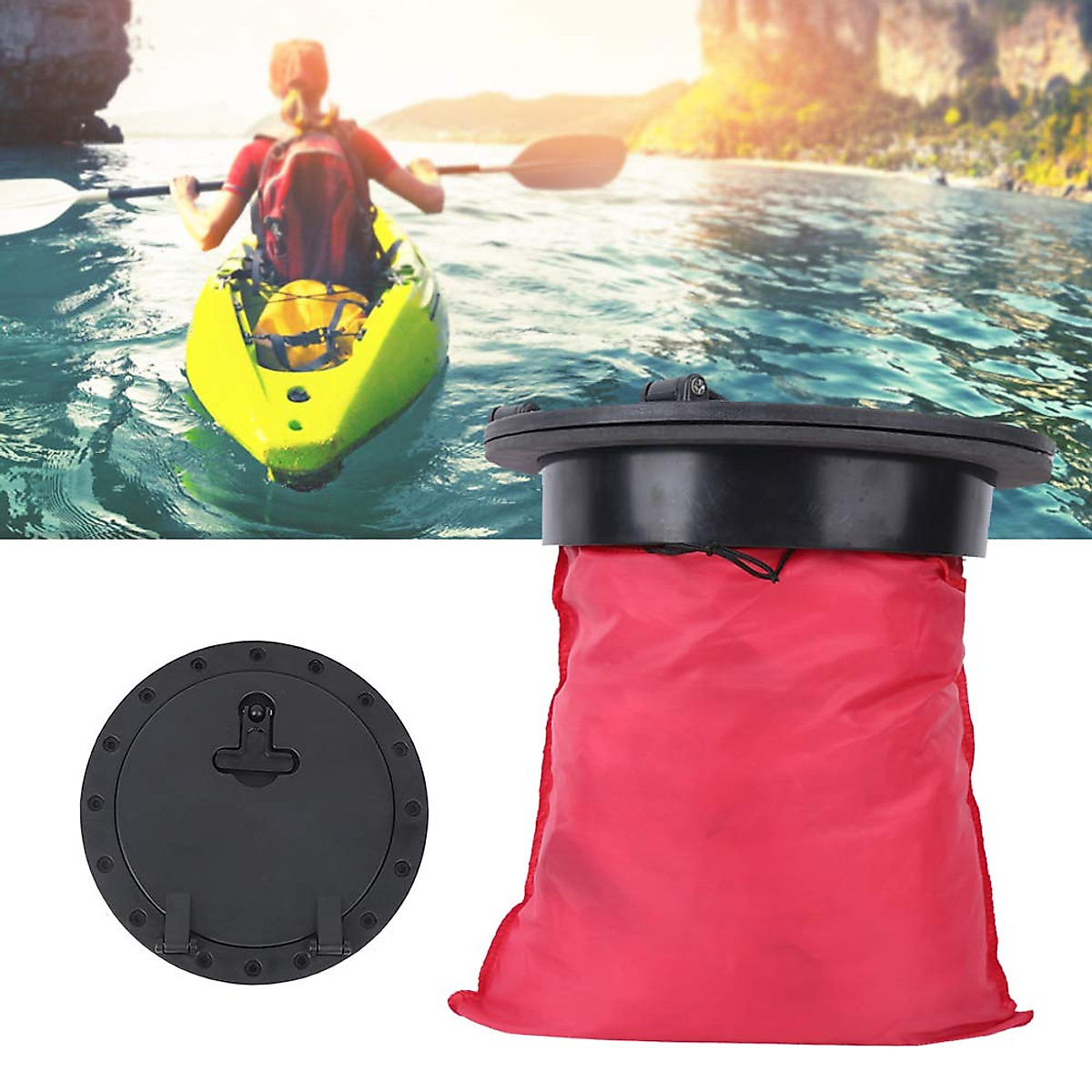 MAGT Deck Plate Kit Deck Hatch, KK-A50 8 Inch Boat Kayak Canoe Fishing Rigging Plastic Waterproof Kayak Storage Hatch Cover with 16 Pcs Screw