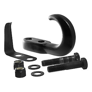 CURT 22411 Bolt-On Black Steel Tow Hook with Spring Clip, 10,000 lbs Capacity