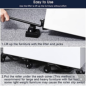 4-Pack Steel Tri-Dolly Set with Lifter, 3 Wheel Mover Dollys for Heavy Furniture, Pool Table, Grand Piano Table (Ten inch)