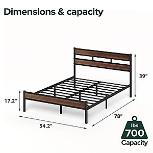 ZINUS Roman Bamboo and Metal Platform Bed Frame / No Box Spring Needed / Easy Assembly, Full
