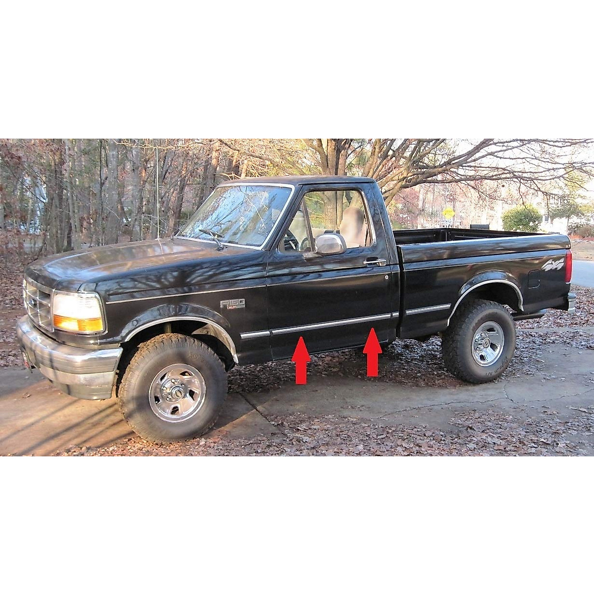 Black Chrome Side Body Trim Molding Replacement for 1992-1996 F150, F250, F350, Bronco - 2" Wide (Quarter Roll - 6 ft)