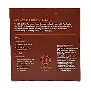 Good & Gather Pumpkin Spice Coffee Pods - Pack of 2 Boxes 16 Per Box 32 Total 100% Arabica Limited Edition Naturally Flavored, 8 Count (Pack 2)