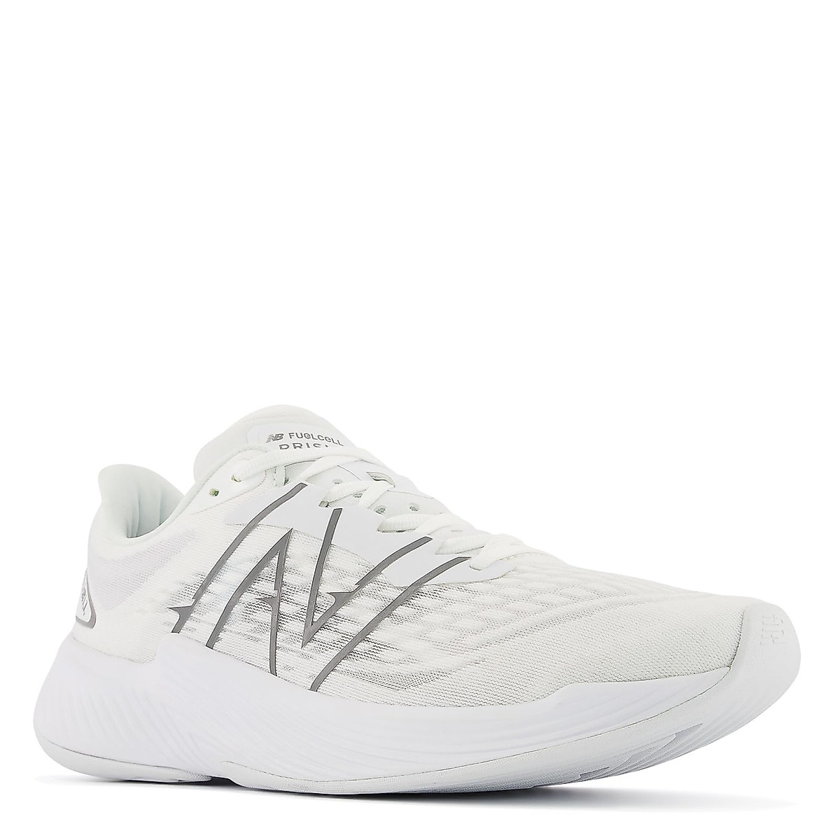 New Balance Men's FuelCell Prism V2 Running Shoe, White/Dark Silver Metallic/Black Metallic, 11 Wide