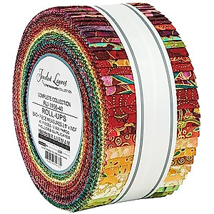 Jelly Roll - Jeweled Leaves Complete Collection by The Parvaneh Collection for Robert Kaufman Gold Metallic 2.5" Strips Roll-Ups Bundle Quilter's Cotton Fabric Precuts (RU-1166-40) M524.34