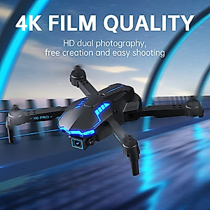PUINGREN X6pro RC Drone With 4khd Dual Camera，Drone Altitude Hold Mode (optical Flow Location)Intelligent Obstacle Avoidance Remote Control Aircraft Toy (Single camera + 2 batter)