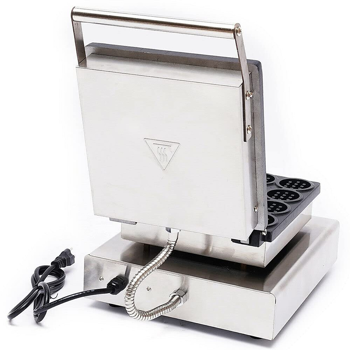 Commercial Round Waffle Maker, Mini Belgian Waffle Iron 16 Grids 1750W Electric Nonstick Waffle Machine Maker Stainless Steel Waffle Baker for Restaurant, Snack Bar, Bakery