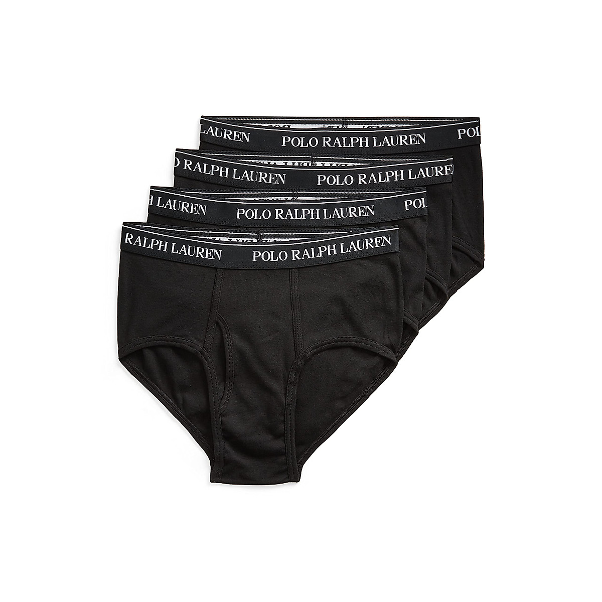 POLO RALPH LAUREN Mens Classic Fit Cotton 4-pack Briefs, Polo Black/Red, X-Large US