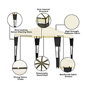 Tangkula Gazebo 10 x 10, Metal Frame Gazebo Canopy for Outdoor Patio Garden Backyard (Beige)