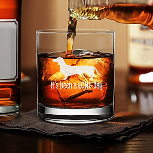 NeeNoNex It's Been a Long Day Funny Dachshund Whiskey Glass - Sarcastic Dog Lover