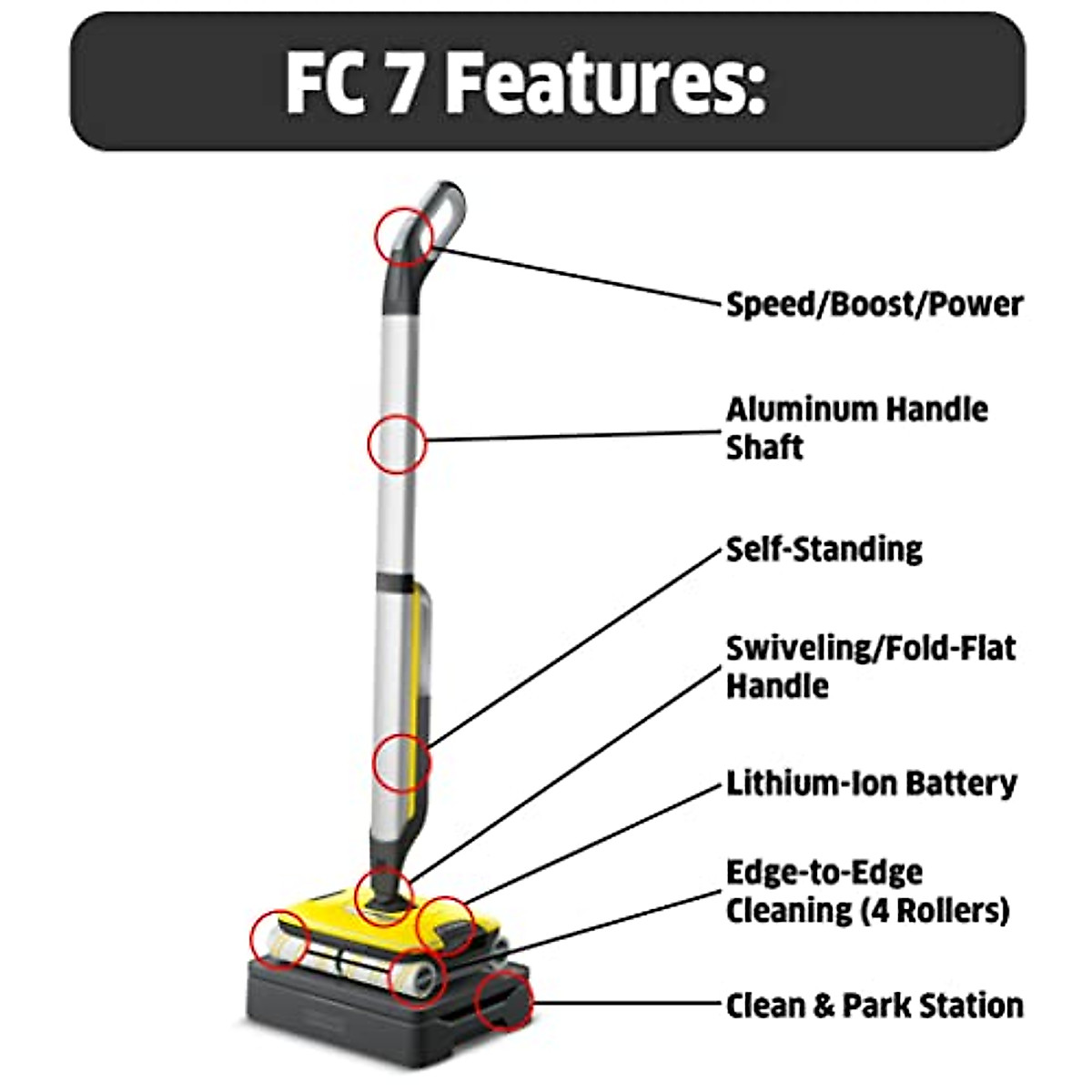Kärcher - FC 7 Electric Mop & Sanitize Hard Floor Cleaner - Perfect for Laminate, Wood, Tile, LVT, Vinyl & Stone Flooring - Cordless