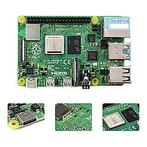 waveshare Accessory Compatible with Raspberry Pi 4B 8GB RAM, Comes with Raspberry Pi 4B 8GB, 16GB Micro SD Card, Heat Sink, Micro SD Card Reader, 5V Type-C Power Adapter (5 Items)