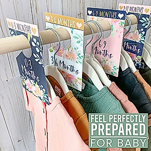 6 Baby Closet Size Dividers Baby Girl - Floral Baby Closet Dividers by Month, Baby Closet Organizer for Nursery Organization, Baby Essentials for Newborn Essentials Baby Girl, Nursery Closet Dividers