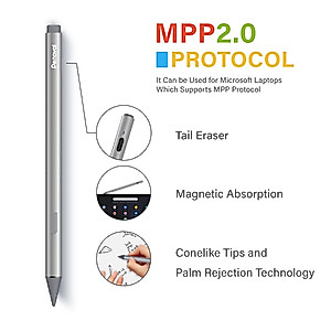 Penoval Stylus for Surface Pro, MPEN4.0, Palm Rejection, Tail Eraser. Compatible with Microsoft Surface Pro 3/4/5/6/7 Go Go2 Go3, Surface Book/Laptop/Studio/Surface Duo 2 and Windows Stylus Laptop