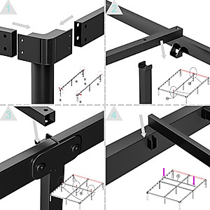 Viisari Queen Bed Frame 14 Inch Metal Heavy Duty Platform No Box Spring Needed Easy Assembly Noise Free Black