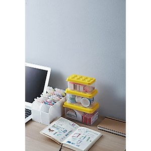 Momo's House Plastic Box Toy Organizers Containers with Lids Brick Shaped Kids Storage Toy Chest - Set of 3 Small Organizer for Building Brick Storage and Children Small Toys, Green