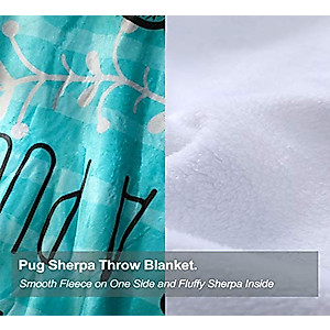 Famitile Pug Blanket, All You Need is A Pug Blue Puppy Blanket Super Soft Pug Stuffed Animal Blanket Pug Gifts for Pug Lovers (Pug-3, 47" x 60")