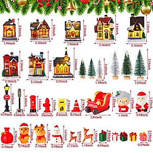 Liliful 40 Pcs Christmas Village Sets Lighted LED Christmas Village Houses with Figurines Resin Xmas Scene Figurines Christmas Collectible Buildings Miniature Christmas Town Scene Desktop Decor