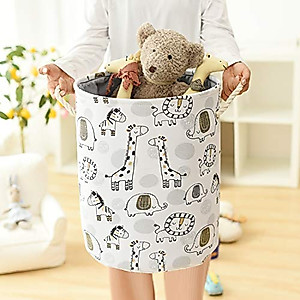 INough Baby Hamper Kids Laundry Basket, Laundry Hamper for Nursery Boys, Kids Storage Basket Safari Nursery Room Decor Clothes Hamper with Drawstring Closure Kids Hamper for Toddler Toys (Giraffe)