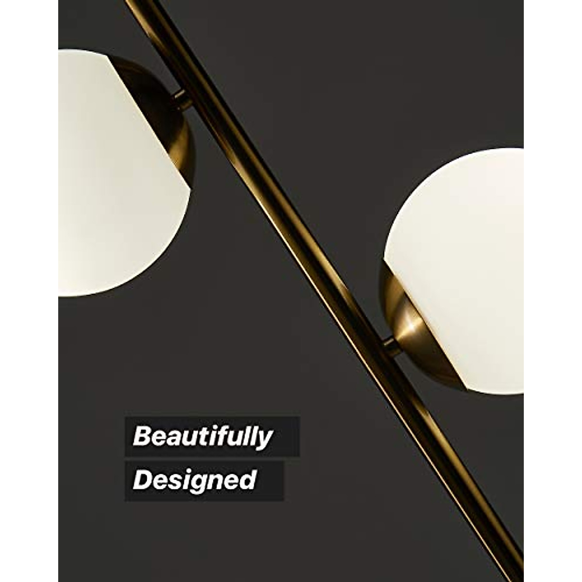 Brightech Sphere Floor Lamp for Living Room, Mid-Century Modern 2 Globe Pole Light for Bedroom, Bright LED Standing Lamps for Offices, Contemporary Living Room Décor – Gold/Antique Brass