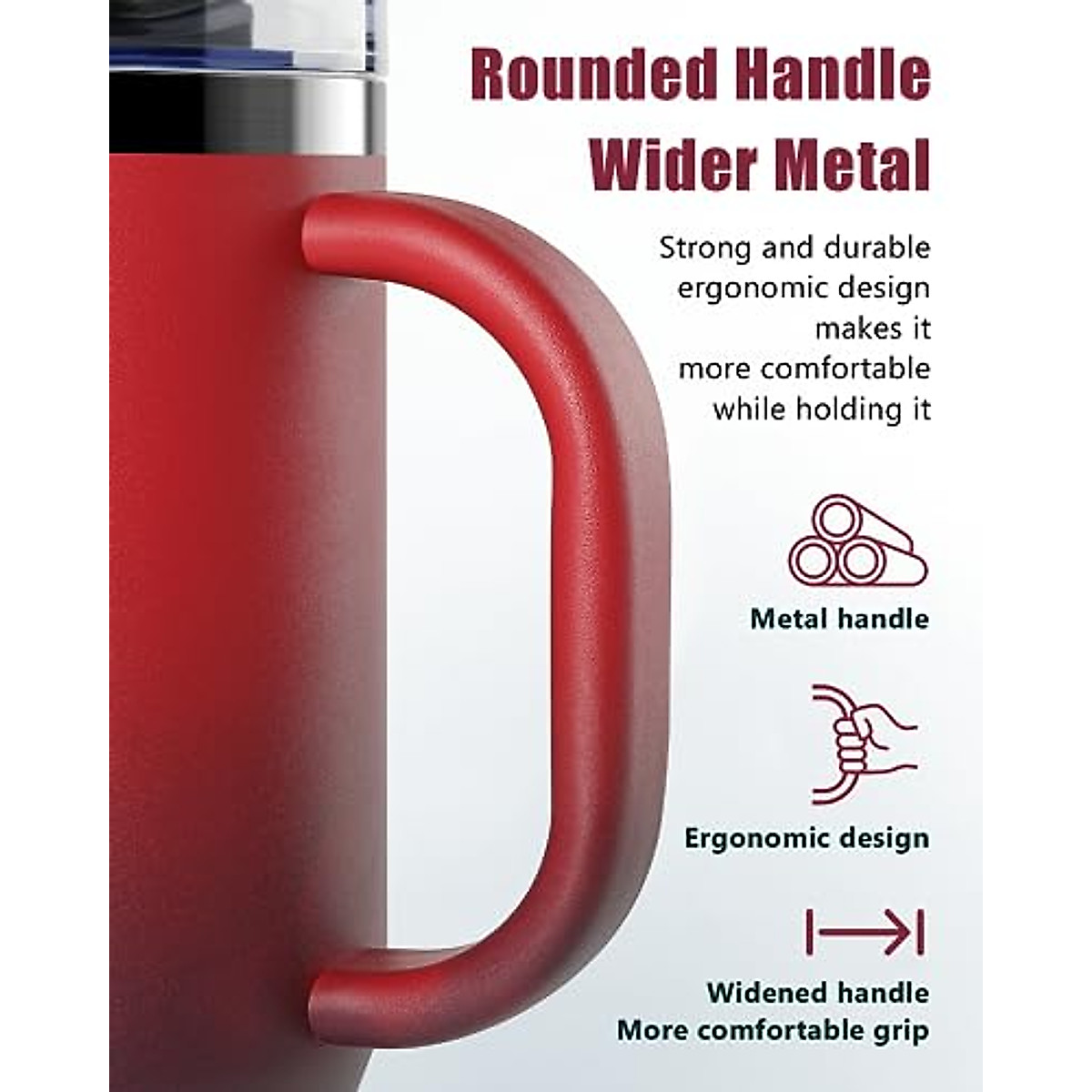 Gpeng 40 oz Tumbler with Handle, Water Bottles with Straw Lid and Anti-Slip Sleeve, Insulated Stainless Steel Travel Mug Cup Holder Friendly, Keep Drinks Cold or Hot for Hours