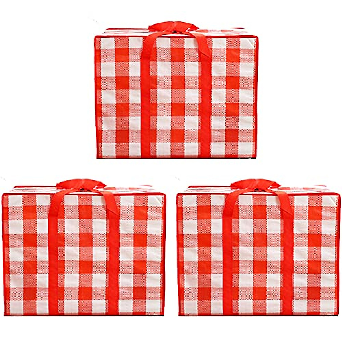 Evealyn Extra Large Moving Storage Bags 100L, Woven bag Waterproof with Zippers Heavy Organizer Totes Storage Bags for Travelling,College Carrying ,Moving,Camping Home Storage Sorting Bag (Red)