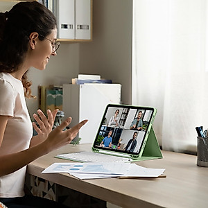 Aoub Case for iPad Air 6th 11-inch M2 2024, iPad Air 5th/4th Generation 10.9 inch 2022/2020, Stand Folio Detachable Wireless Bluetooth Keyboard Cover Soft TPU Back Case with Pencil Holder, Light Green