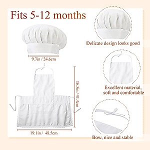 5 Pcs Baby White Chef Costume Newborn Photography Uniform Outfits Hat Apron Carrots Rolling Pin Infant Cooking (5-12 Month)