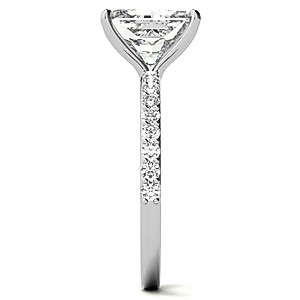 10K Solid White Gold Handmade Engagement Ring 2 CT Radiant Cut Moissanite Diamond Solitaire Wedding/Bridal Ring for Womens/Her Propose Ring Set (10.5)