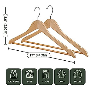 Flottian Wood Hangers 20 Pcs Solid Wooden Hangers Premium Clothes Hanger Smooth Finish Coat Hanger Heavy Duty Hangers for Shirt, Jacket, Pant, Dress （Natural）