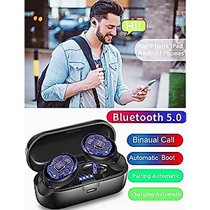 Hoseili【2022new editionBluetooth Headphones】.Bluetooth 5.0 Wireless Earphones in-Ear Stereo Sound Microphone Mini Wireless Earbuds with Headphones and Portable Charging Case for iOS Android PC. XGB12