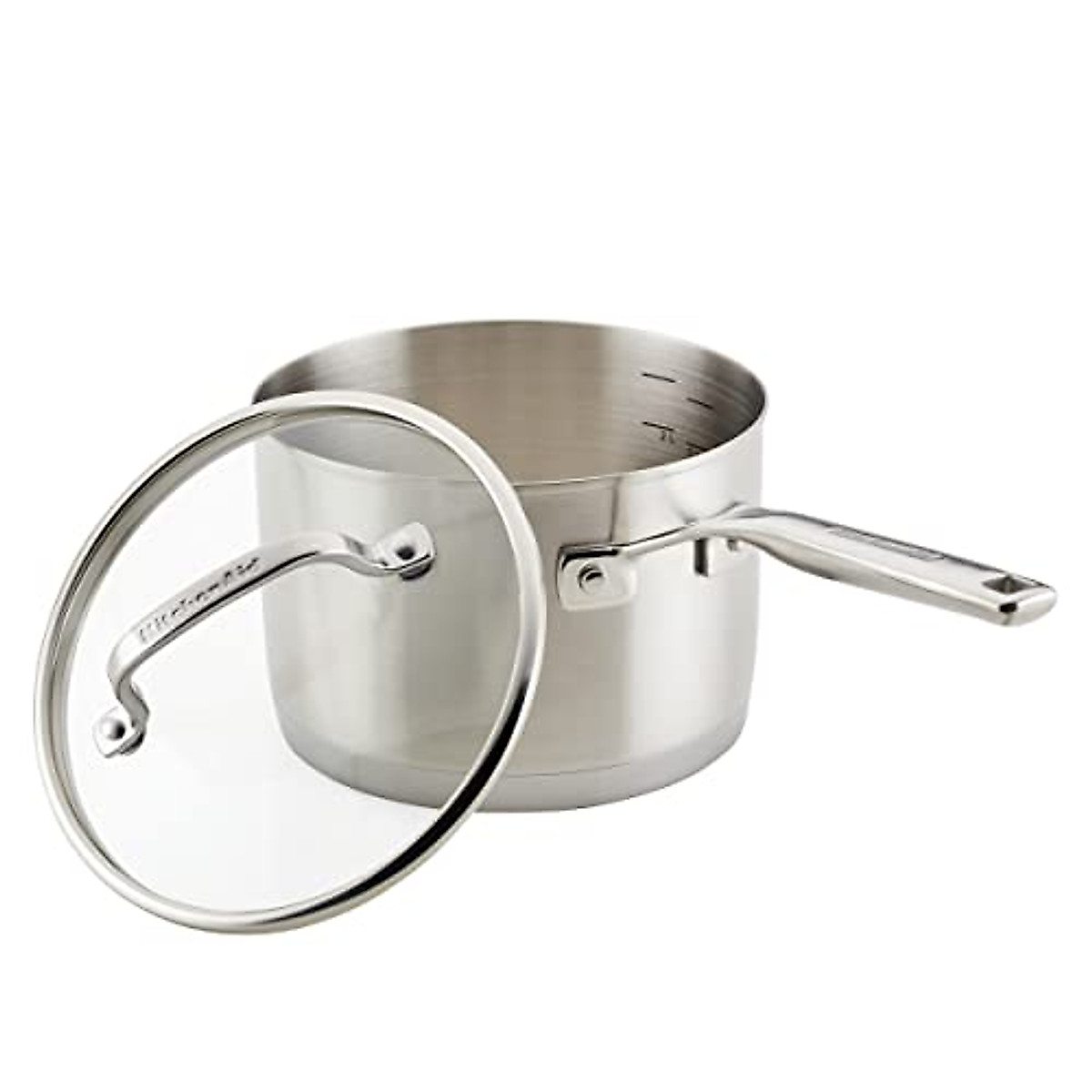 KitchenAid 3-Ply Base Brushed Stainless Steel Sauce Pan/Saucepan with Lid, 3 Quart