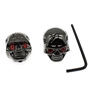 HAJXZH 2Pcs Skull Head Electric Guitar Volume Tone Control Buttons Skull Knob with Wrench for Electric Guitar Replacement Parts & Accessories (Gun Black)