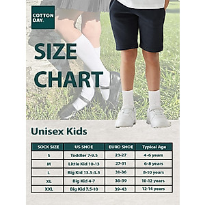 COTTON DAY Unisex School Kids Boys Girls Soft Cotton White Athletic Socks 4-6 Years All White Size S (6)