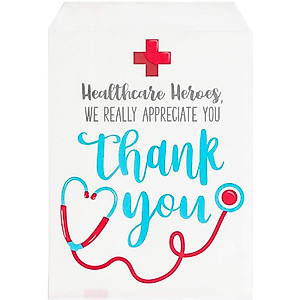 Sparkle and Bash Thank You Goodie Bags, Nurse Appreciation Gifts (5 x 7.5 in, 100 Pack)
